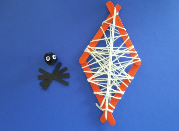 Popsicle stick spider web - This Crafty Family - crafts for kids