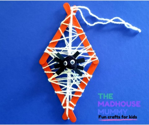 Popsicle stick spider web - This Crafty Family - crafts for kids