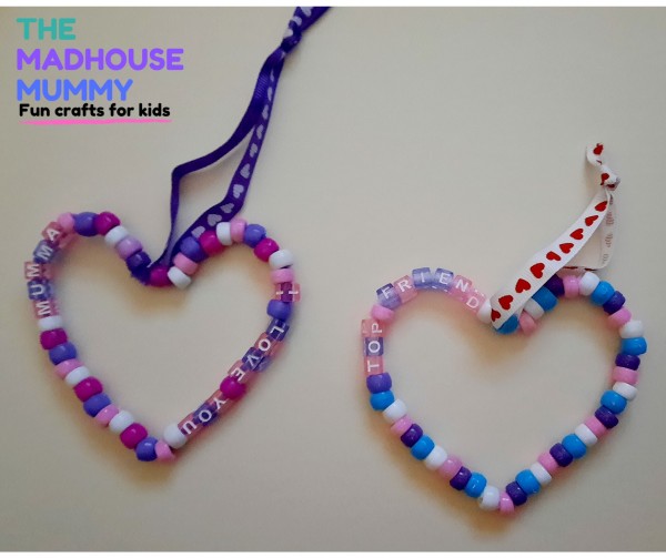 Beaded heart decorations - This Crafty Family - Crafts for kids
