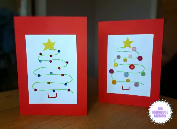 Simple Christmas tree card - This Crafty Family - Crafts for kids