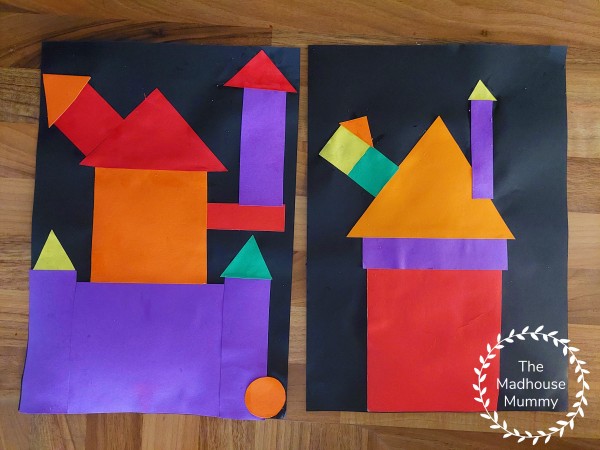 Haunted house shape collage - This Crafty Family - Crafts for kids