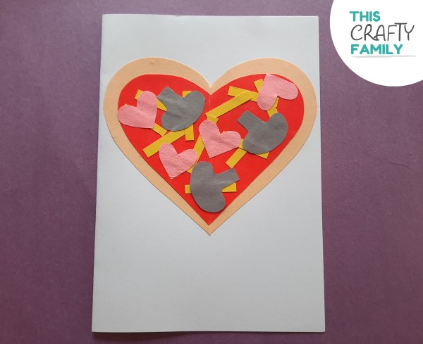 Cute Pizza Heart card - This Crafty Family - crafts for kids.