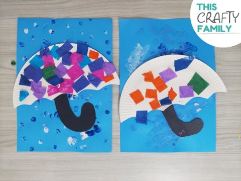 Paper plate umbrella craft - This Crafty Family