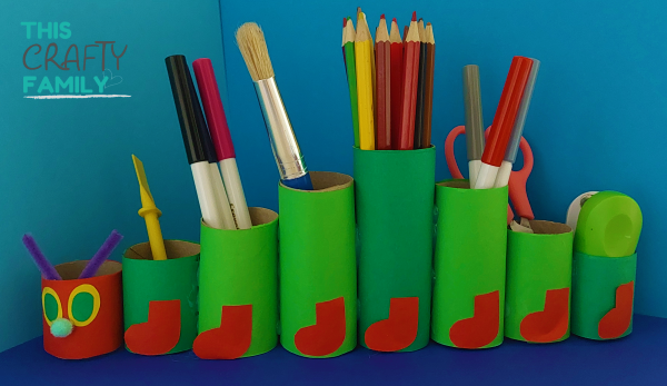 Caterpillar pencil pot craft - This Crafty Family