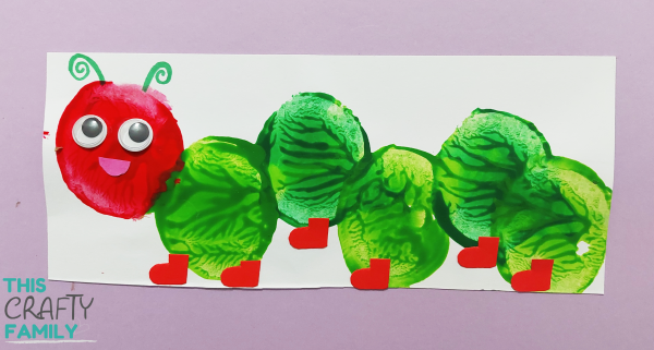 Potato stamped caterpillars - This Crafty Family