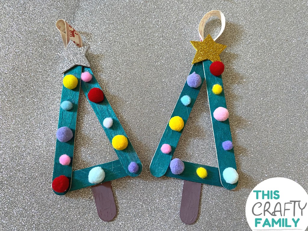 Popsicle stick Christmas tree ornament - This Crafty Family