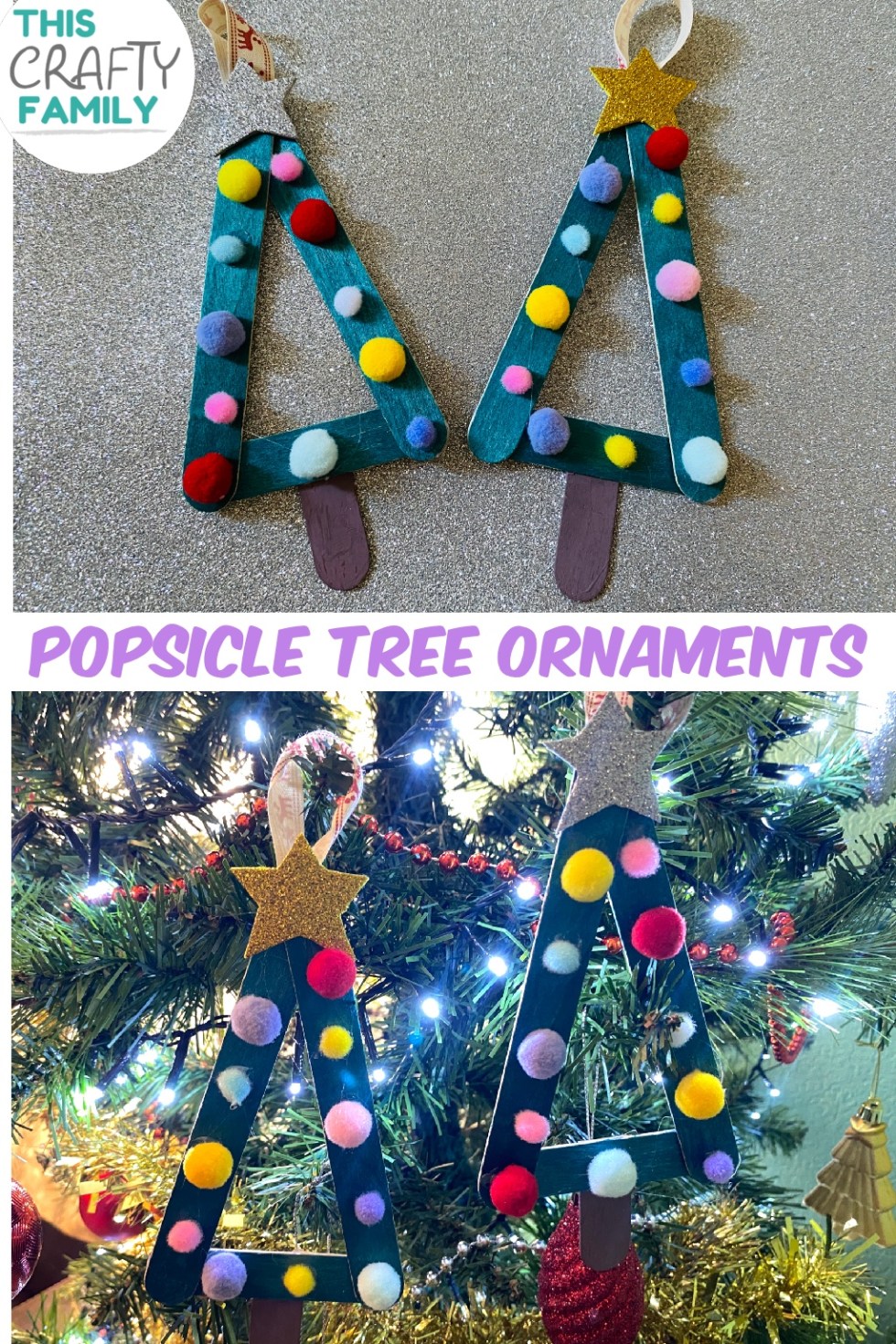 Popsicle stick Christmas tree ornament - This Crafty Family