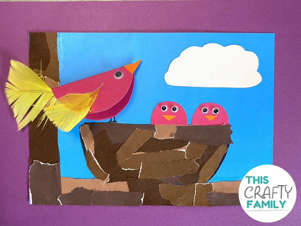 Shredded paper birds nests - This Crafty Family