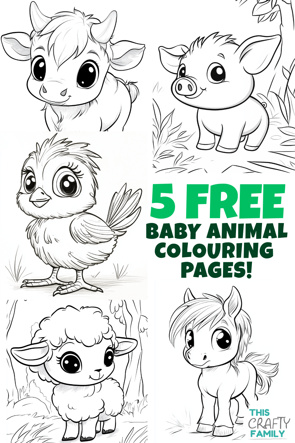 5 free baby animal colouring pages - This Crafty Family
