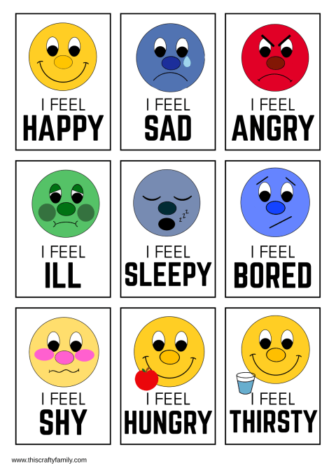 FREE printable Emotions flashcards - This Crafty Family