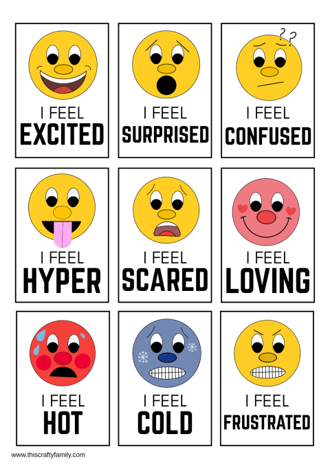 FREE printable Emotions flashcards - This Crafty Family