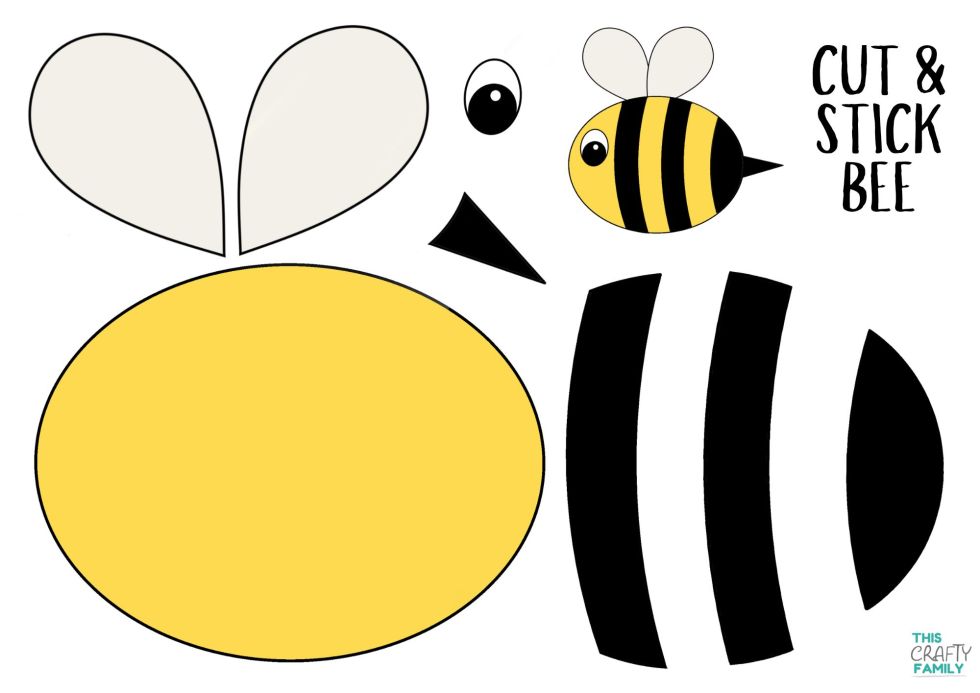 Free printable Cut and stick bee - This Crafty Family